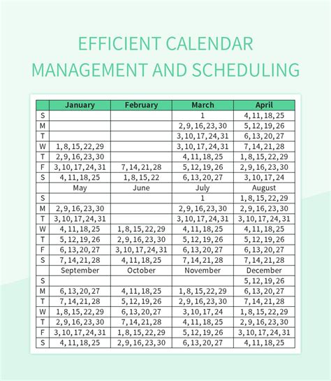 Efficient Calendar Management And Scheduling Excel Template And Google