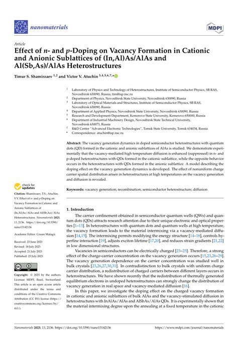 Pdf Effect Of N And P Doping On Vacancy Formation In Cationic And