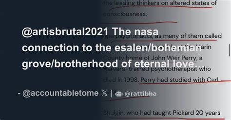 Artisbrutal2021 The Nasa Connection To The Esalenbohemian Grove