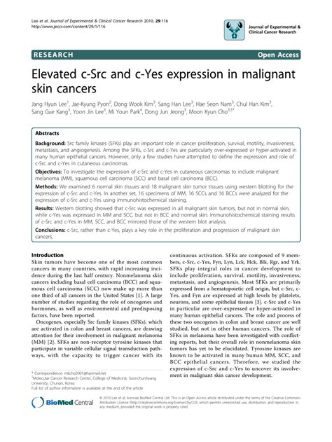 PDF Elevated C Src And C Yes Expression In Malignant Skin Cancers