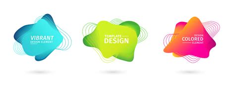 추상적인 현대 그래픽 요소의 집합입니다 동역학 밝은 빛 난 색깔된 형태 흐르는 액체 형태와 그라데이션 추상 배너입니다 로고 전단