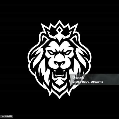 라이온 킹 마스코트 로고 디자인 어두운 배경에 라이온 벡터 일러스트 레이 션 갈기에 대한 스톡 벡터 아트 및 기타 이미지 갈기 검은색 고양잇과 Istock