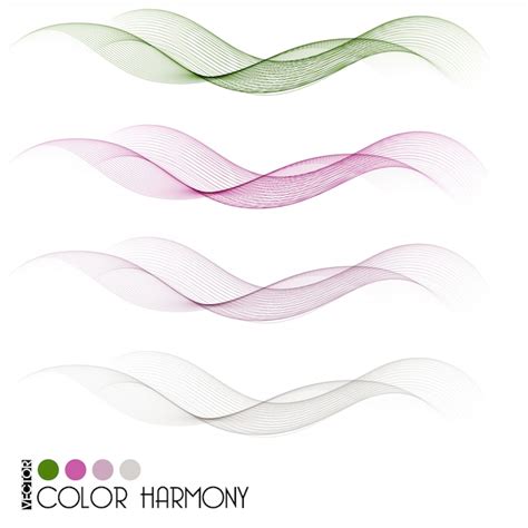 Conjunto De Linhas De Curva De Cor Vetor Premium