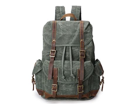 Canvas Leather Backpack Moshileatherbag Handmade Leather Bag