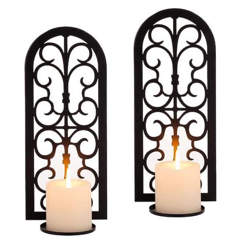 Metal Candle Sconces Hanging Wall Candle Holders Set Of 2 Black