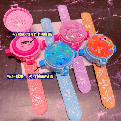 儿童投影翻盖手表抖音网红玩具宝宝数字表男孩啪啪圈恐龙兔子手环 虎窝淘