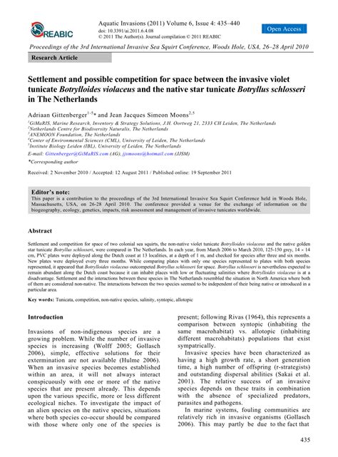 Pdf Settlement And Possible Competition For Space Between The