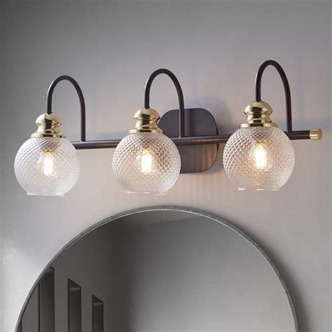 ExBrite Merrin 20 67 In 3 Light Black And Gold Bathroom Vanity Light