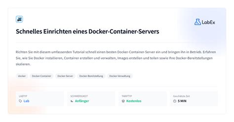 Schnelles Einrichten Eines Docker Container Servers Labex