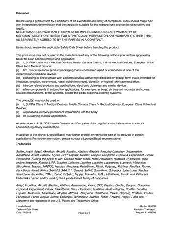 Polypropylene Solid State Basell Hp551r Pp Homopolymer For Industrial