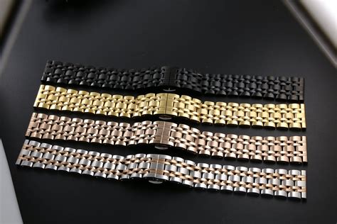 19mm Black Luxury Stainless Steel Watch Straps For Men