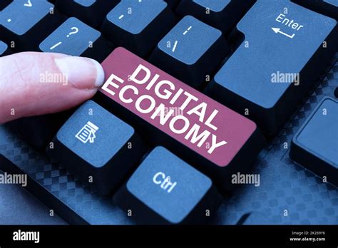 Sign Displaying Digital Economy Word Written On Advancement Of Economy