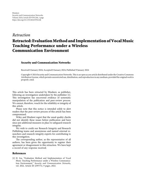 PDF Retracted Evaluation Method And Implementation Of Vocal Music Teaching Performance Under