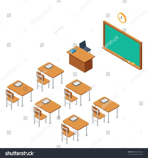 School Classroom Chalkboard Desks Class Education Stock Vector Royalty