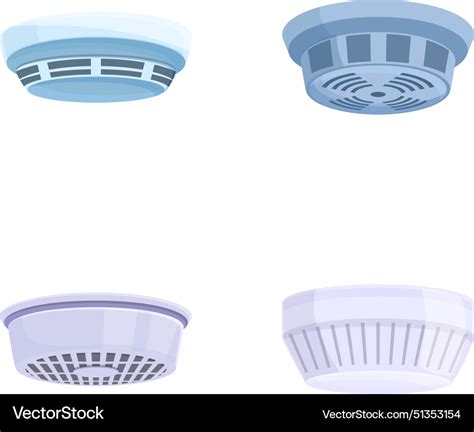 Smoke Detector Icons Set Cartoon Royalty Free Vector Image
