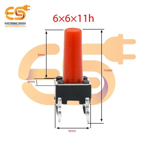 Buy X X Mm Red Color Tactile Momentary Push Button Switch Pack Of Pcs