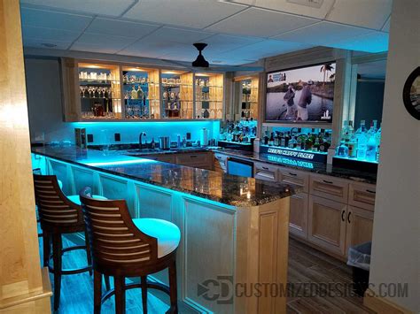 Led Lighted Liquor Shelves And Illuminated Home Bar Displays 2 Tiers