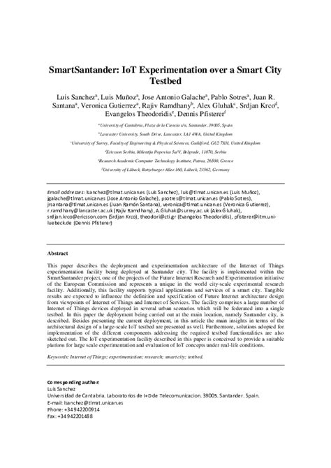 Pdf Smartsantander Iot Experimentation Over A Smart City Testbed