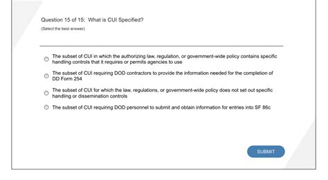 Solved Question 15 ﻿of 15 What Is Cui Specifiedselect The