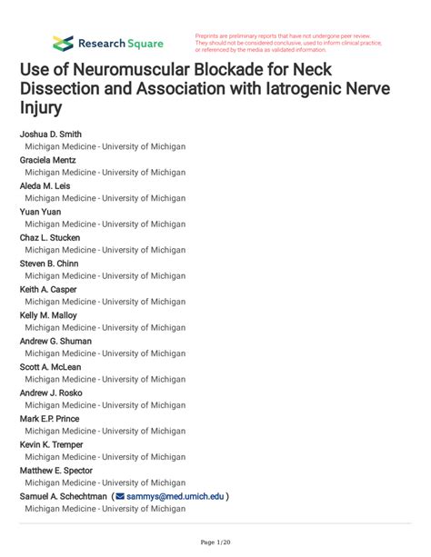 Pdf Use Of Neuromuscular Blockade For Neck Dissection And Association