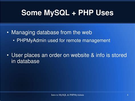 Ppt Introduction To Mysql And Phpmyadmin Powerpoint Presentation Id