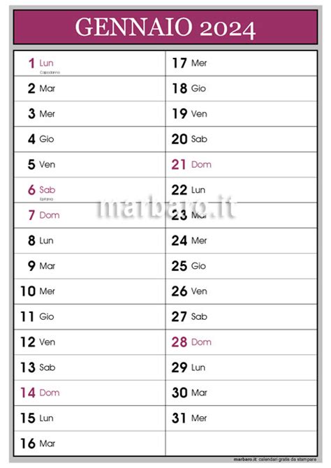 Scarica Il Calendario 2024 Mensile Stampabile