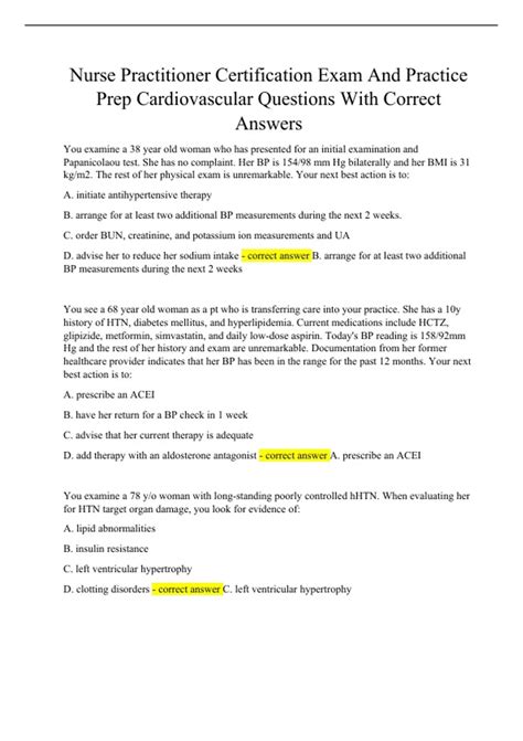 Nurse Practitioner Certification Exam And Practice Prep Cardiovascular