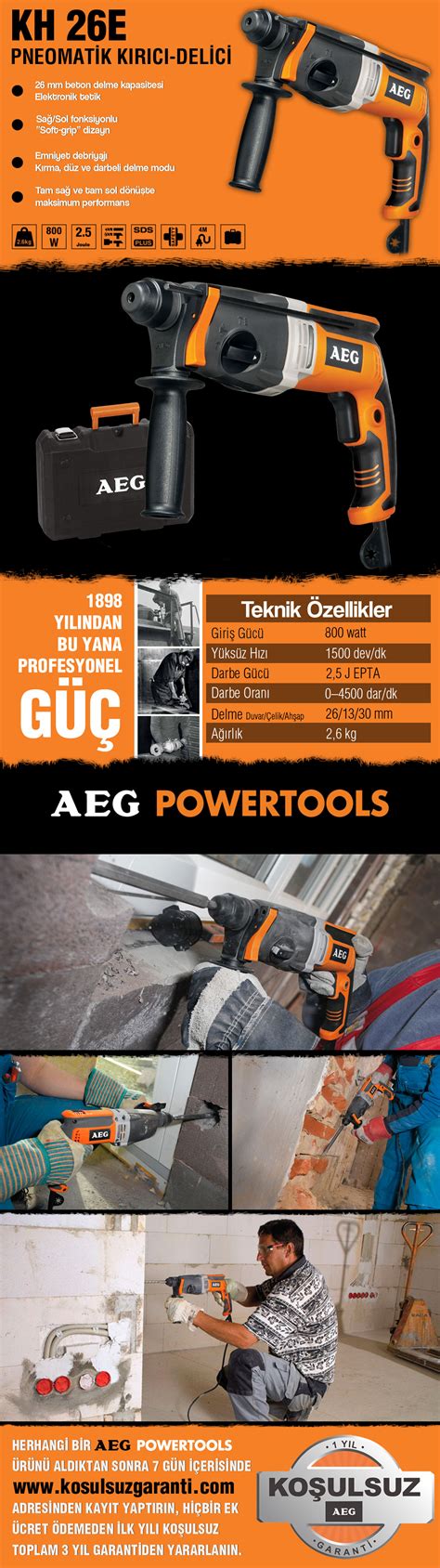 Aeg KH26E Pnömatik Kırıcı Delici 800 W Fiyatı - Taksit Seçenekleri