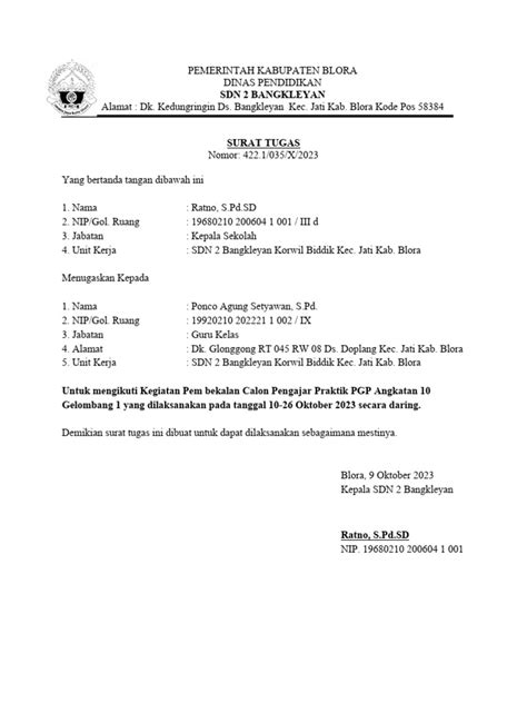 Surat Tugas Pembekalan Cpp 2023 Pdf