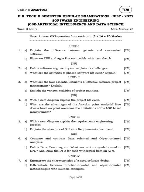 Software Engineering 20ad4t03 Set2 Pdf Software Development