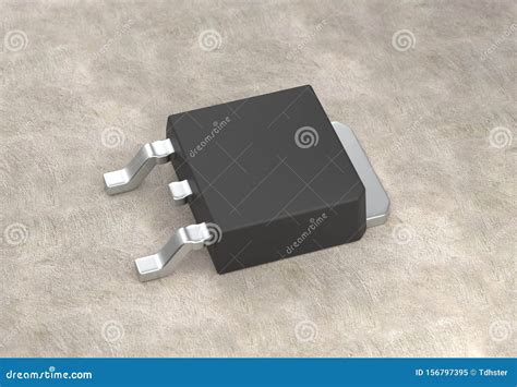 DPAK Mosfet Electronic Transistor On Surface 3d Illustration Stock