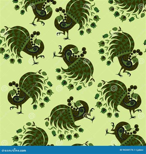 Stylized Peacocks With Luxurious Tails Vector Illustration