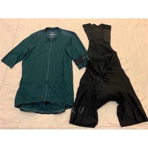 Rapha Pro Team Jersey Bib Shorts Set Dark Green Sports Equipment