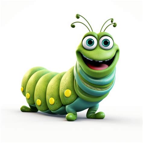 Colorful Animatronic Caterpillar Playful 3d Character Illustration