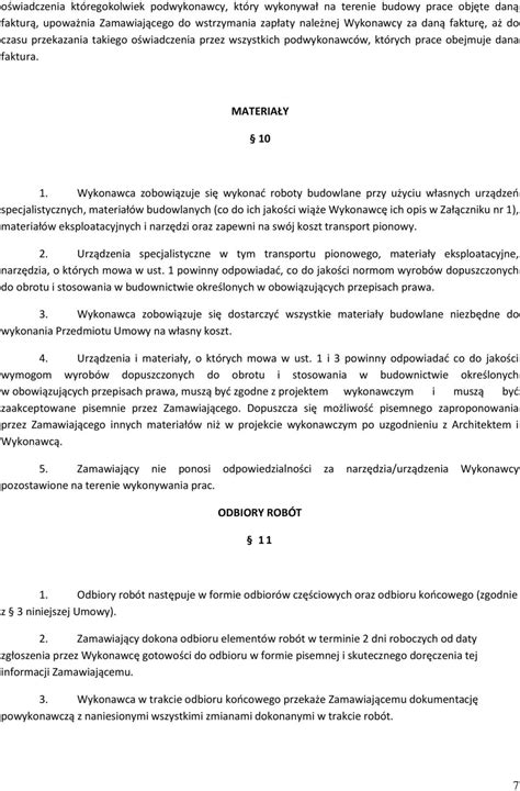 Projekt Umowy o kompleksowe wykonanie robót budowlanych dalej Umowa PDF Free Download