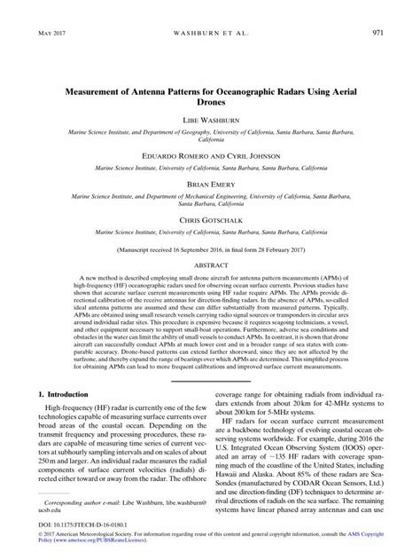 Pdf Measurement Of Antenna Patterns For Oceanographic Radars