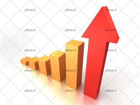 عکس با کیفیت نمودار ستونی و یک فلش قرمز به سمت بالا عکس با کیفیت و