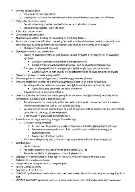 Summary Notes Enzyme Concentration O Localised Enzyme Studocu