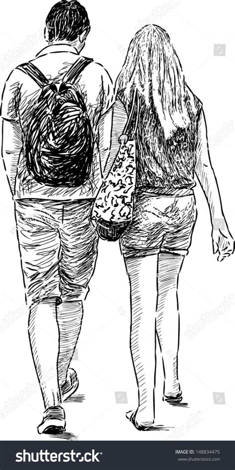 Young Couple Human Figure Sketches Human Sketch Human Drawing Figure