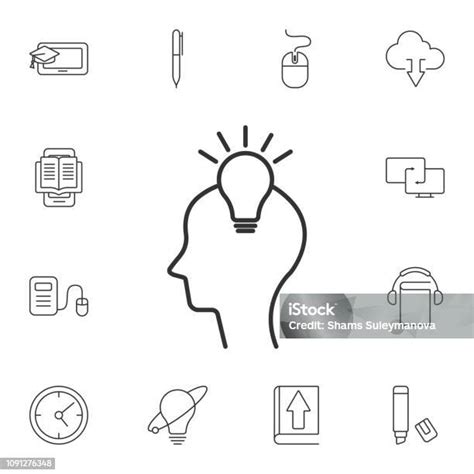 머리 전구 아이콘 간단한 요소 그림입니다 생태 컬렉션 집합에서 전구 기호 디자인 머리 웹 및 모바일 사용할 수 있습니다 개념에 대한 스톡 벡터 아트 및 기타 이미지 Istock