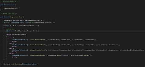 Code Math Linerenderer Creating A Bezier Curve With 5 Points And