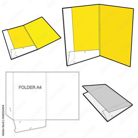 Two Section Folder For A4 Documents Die Cut Stamp The Eps File Is