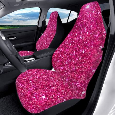 Pink Vehicle Seat Covers For Car For Women Pink Faux Glitter Etsy