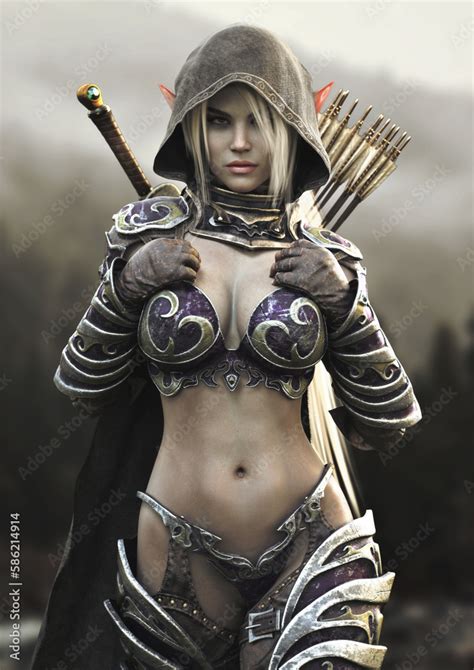 Portrait Of A Desirable Fantasy Female Hooded Dark Elf Approaching