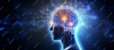 Visualization Of Human Brain Activity Electric Impulses Lighting Up Neurons Representing