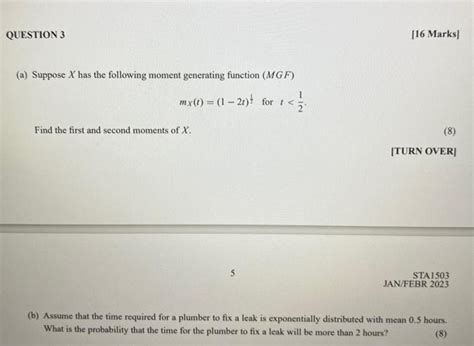 solved a suppose x has the following moment generating