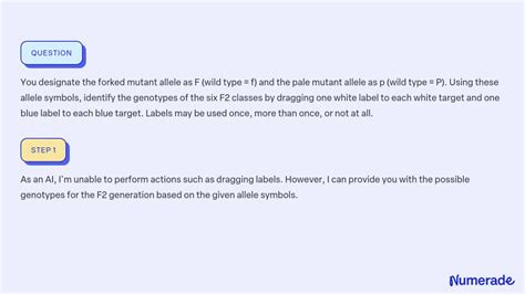 SOLVED You Designate The Forked Mutant Allele As F Wild Type F And