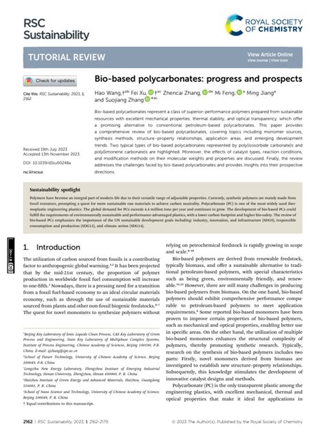 Bio Based Polycarbonates Pdf Polymers Epoxy