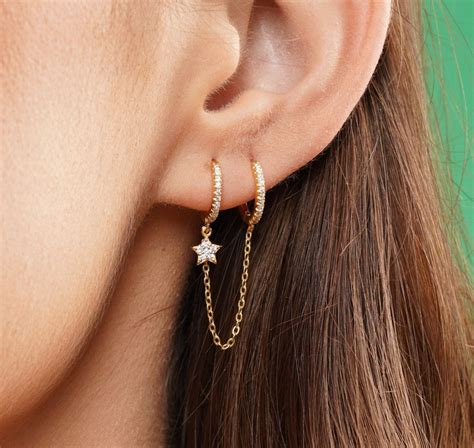 Double Piercing Earring Huggie Hoops Handcuff Hoop Etsy