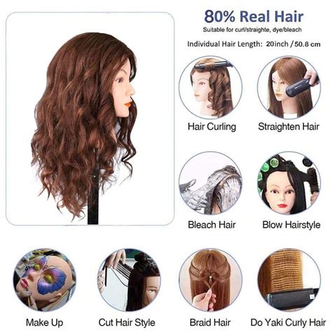 Brown Hair Mannequin Head With Mix Hair 20 Inch Styling Head